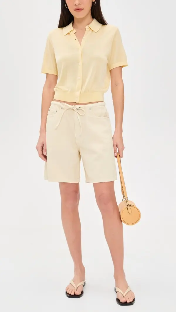DL1961 Sienna Relaxed Denim Shorts - Ecru Aura