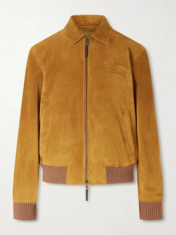 Burberry Logo-appliquéd Suede Harrington Jacket