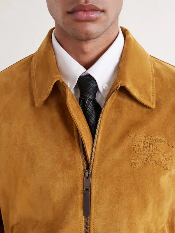 Burberry Logo-appliquéd Suede Harrington Jacket