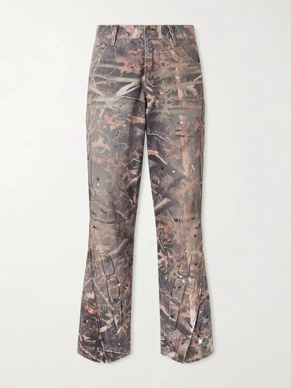 SATOSHI NAKAMOTO Enduro Straight-leg Padded Camouflage-print Jeans - Brown