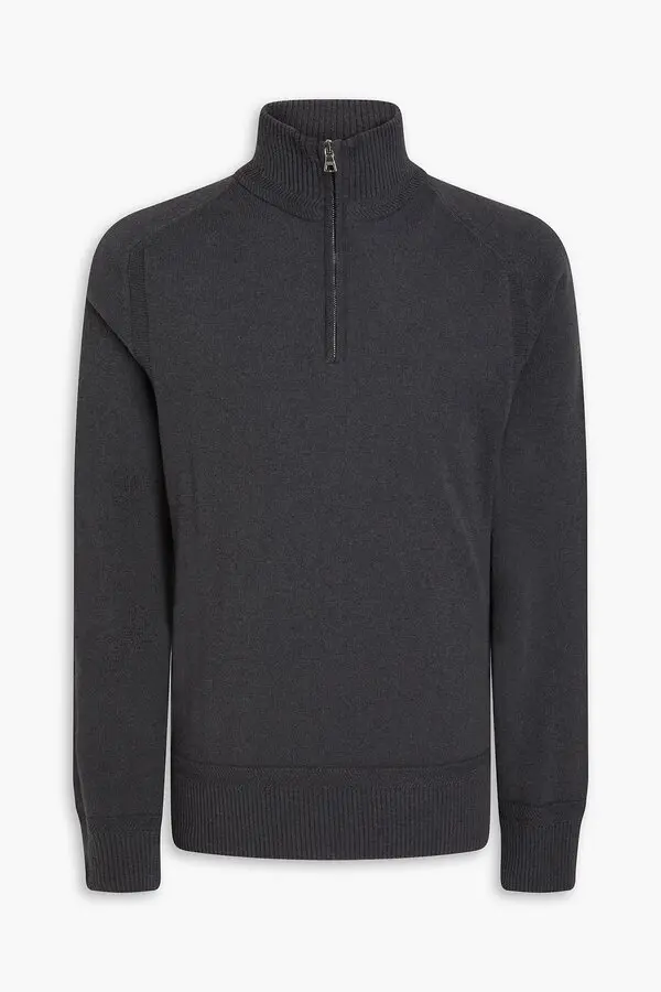 Orlebar Brown Lennard Cashmere Halfzip Sweater - Dark Gray