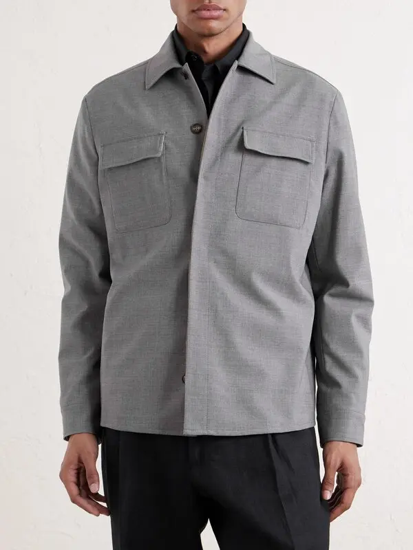 Eleventy Wool-blend Flannel Overshirt