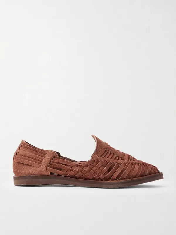 YUKETEN Alejandro Woven Suede Huarache Sandals - Brown