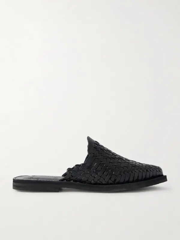 YUKETEN Polanco Woven Leather Mules - Black