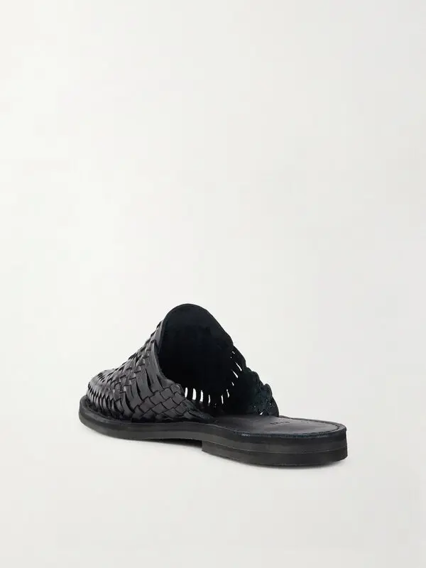 YUKETEN Polanco Woven Leather Mules - Black