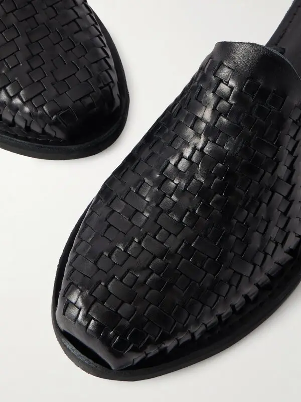 YUKETEN Polanco Woven Leather Mules - Black