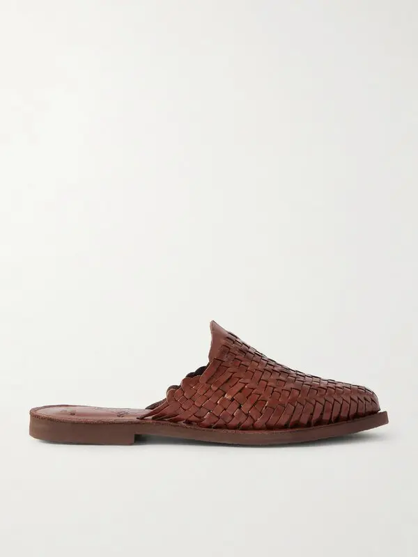 YUKETEN Polanco Woven Leather Mules - Brown