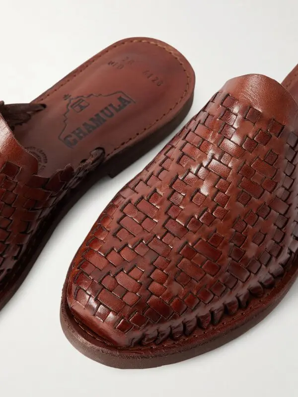 YUKETEN Polanco Woven Leather Mules - Brown