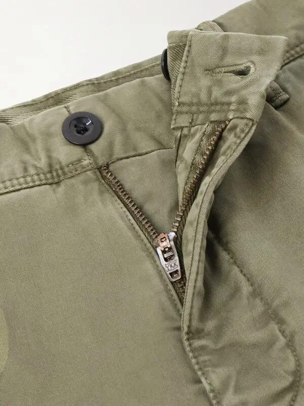 SLOWEAR Slim-fit Tapered Stretch-cotton Gabardine Trousers - Green