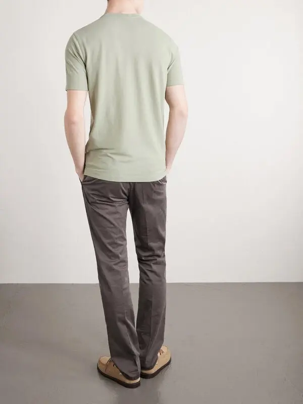 SLOWEAR Slim-fit Tapered Stretch-cotton Gabardine Trousers - Brown