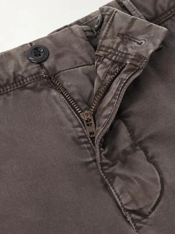 SLOWEAR Slim-fit Tapered Stretch-cotton Gabardine Trousers - Brown