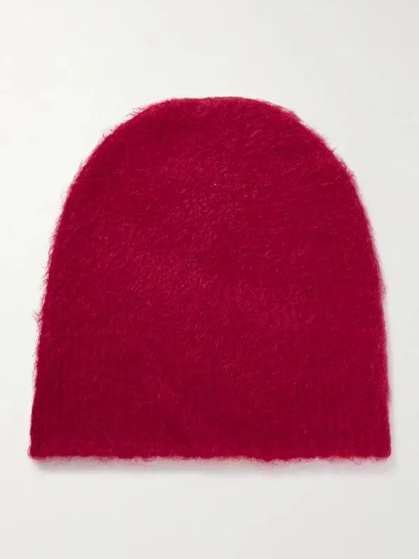 THE ELDER STATESMAN Thistle Alpaca-blend Beanie - Red