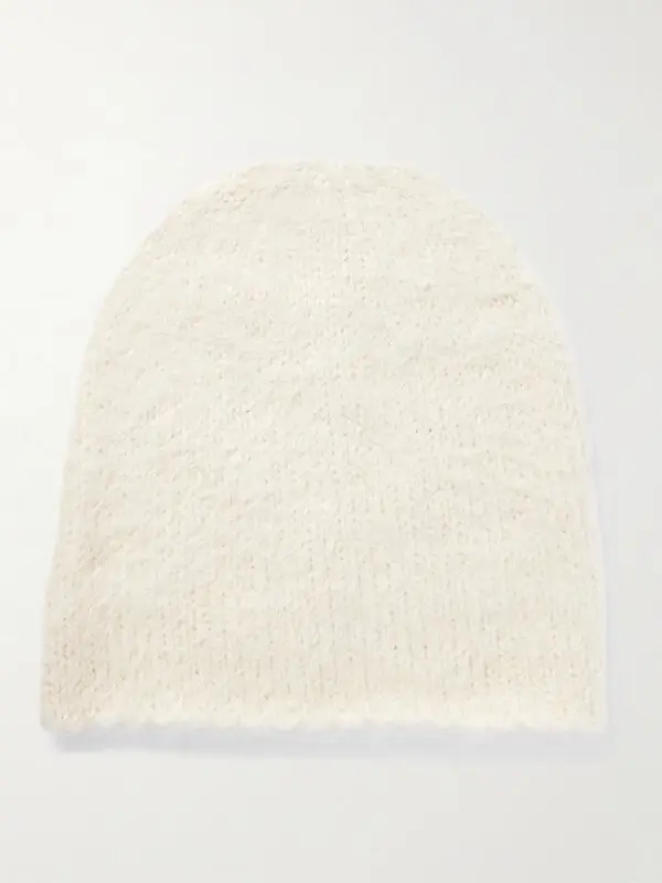 THE ELDER STATESMAN Thistle Alpaca-blend Beanie - White