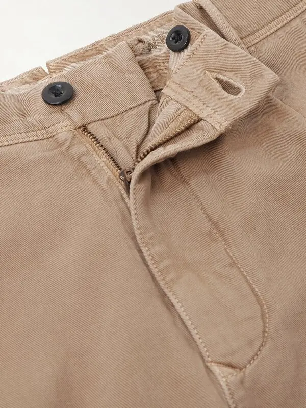 SLOWEAR Tapered Pleated Cotton-blend Gabardine Trousers - Neutrals