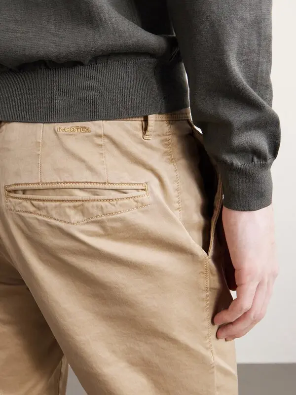 SLOWEAR Slim-fit Tapered Stretch-cotton Gabardine Trousers - Neutrals