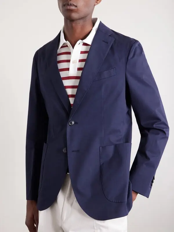 SLOWEAR Cotton-blend Suit Jacket - Blue