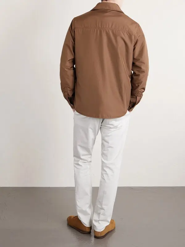 SLOWEAR Slim-fit Tapered Stretch-cotton Gabardine Trousers - Neutrals