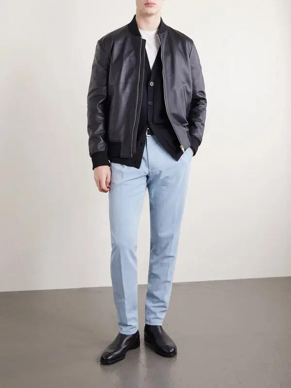 SLOWEAR Tapered Pleated Cotton-blend Gabardine Trousers - Blue