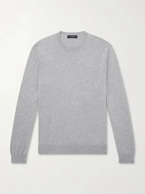 SLOWEAR Slim-fit Cotton And Silk-blend Sweater - Gray