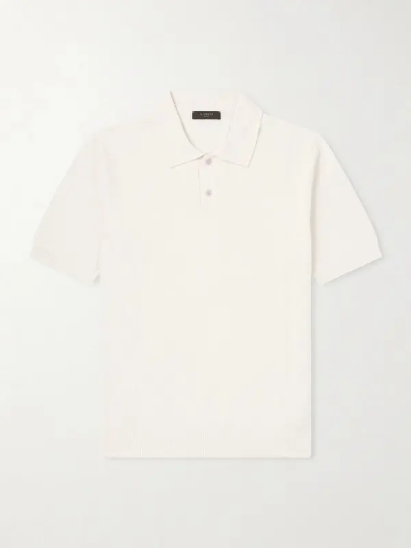 SLOWEAR Slim-fit Cotton-blend Terry Polo Shirt - Neutrals