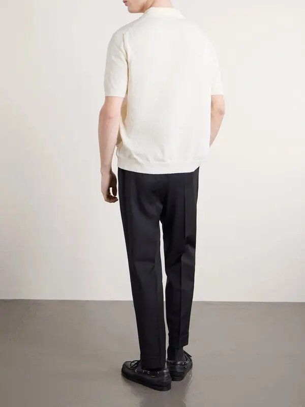 SLOWEAR Slim-fit Cotton-blend Terry Polo Shirt - Neutrals