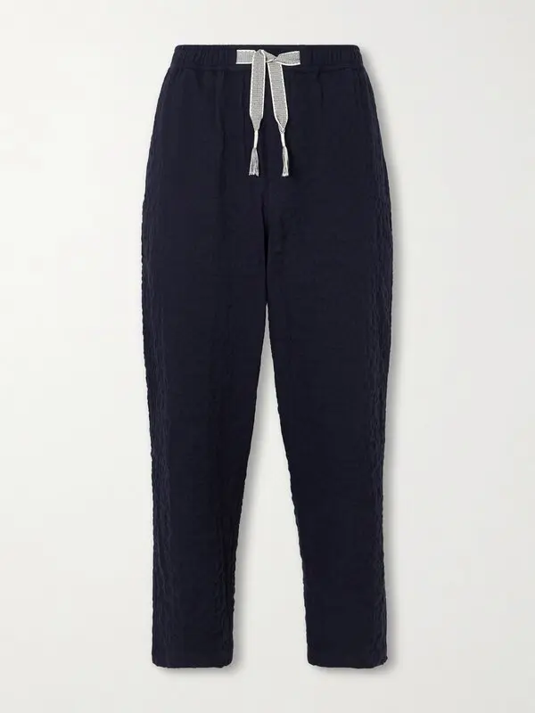 Orlebar Brown Tapered Cotton-blend Drawstring Trousers - Blue