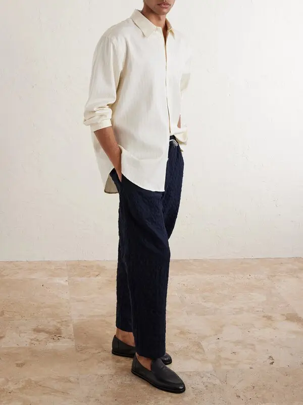 Orlebar Brown Tapered Cotton-blend Drawstring Trousers - Blue