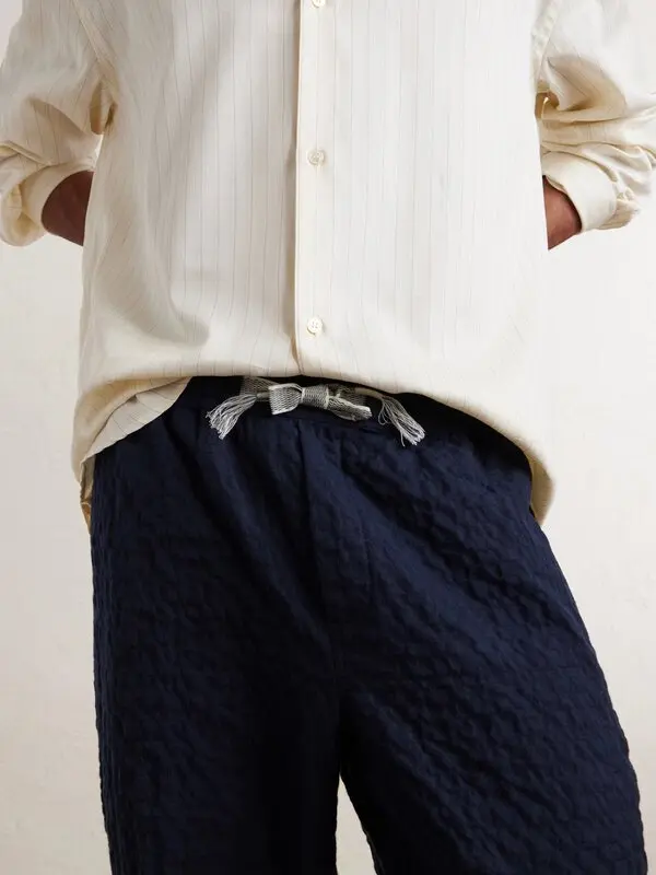 Orlebar Brown Tapered Cotton-blend Drawstring Trousers - Blue