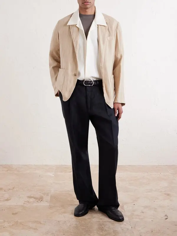Altea Aaron Garment-dyed Linen Blazer - Neutrals