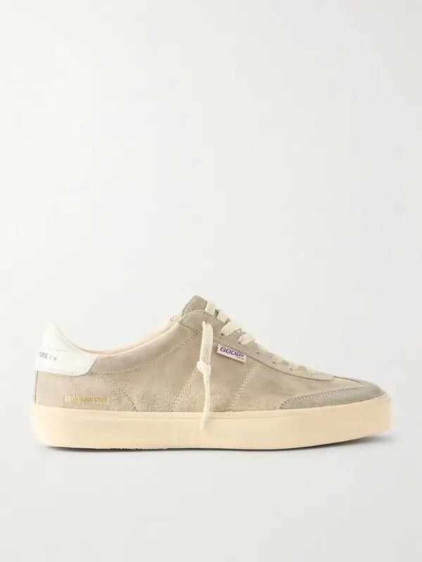 GOLDEN GOOSE Soul Star Leather-trimmed Suede Sneakers - Neutrals