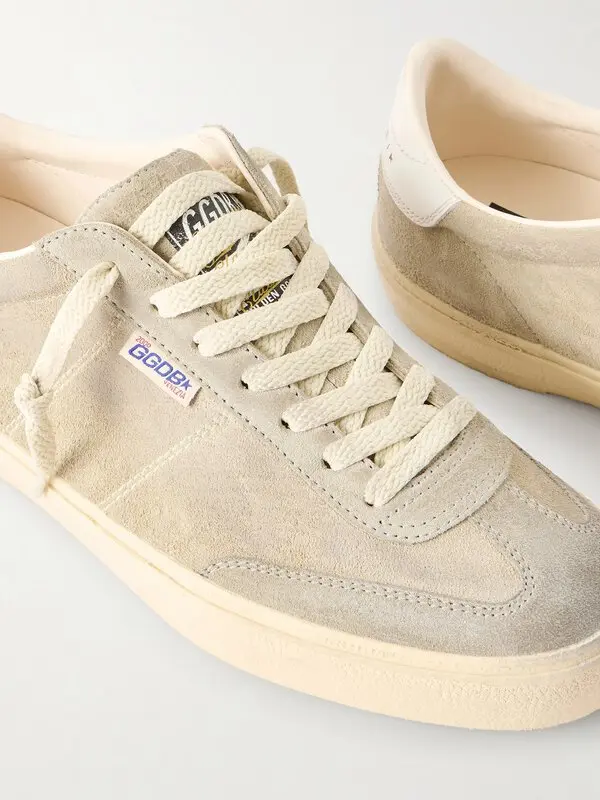 GOLDEN GOOSE Soul Star Leather-trimmed Suede Sneakers - Neutrals