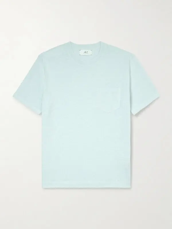 Mr P. Linen And Organic Cotton-blend T-shirt - Blue