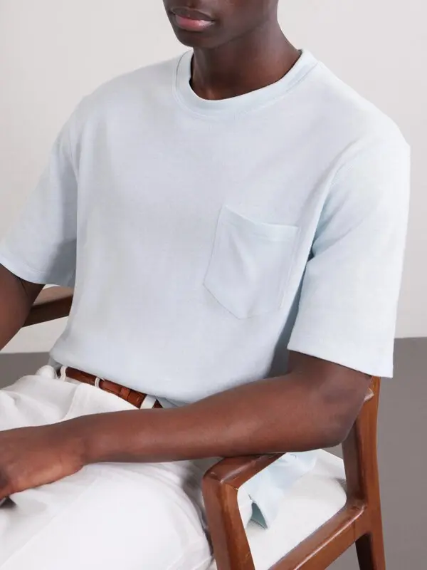 Mr P. Linen And Organic Cotton-blend T-shirt - Blue