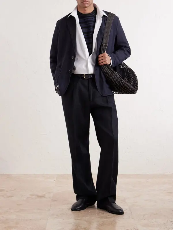Altea Aaron Garment-dyed Linen Blazer - Blue