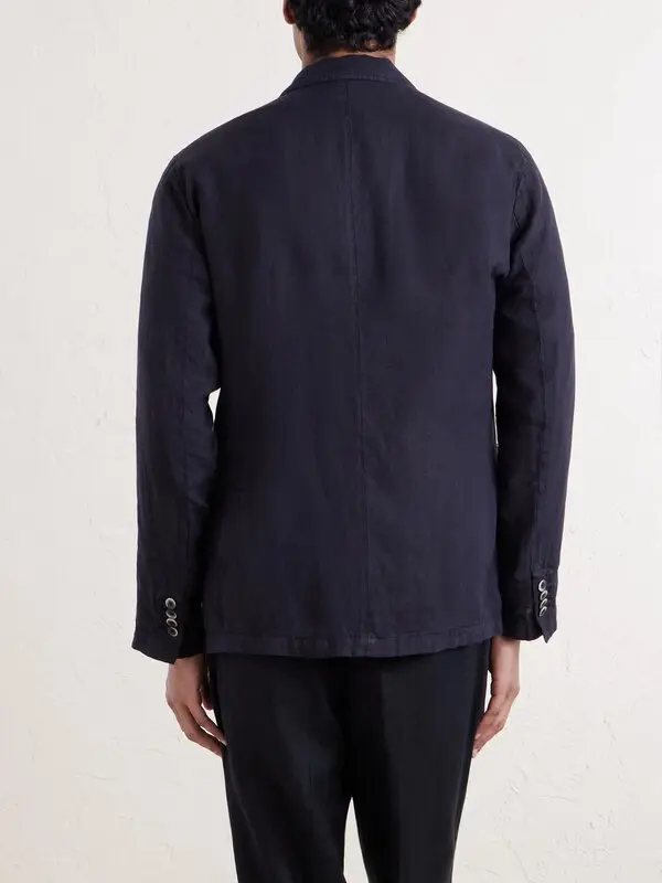 Altea Aaron Garment-dyed Linen Blazer - Blue