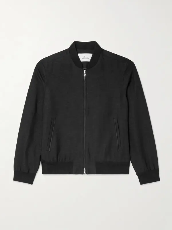 Mr P. Linen And Cotton-blend Bomber Jacket - Black