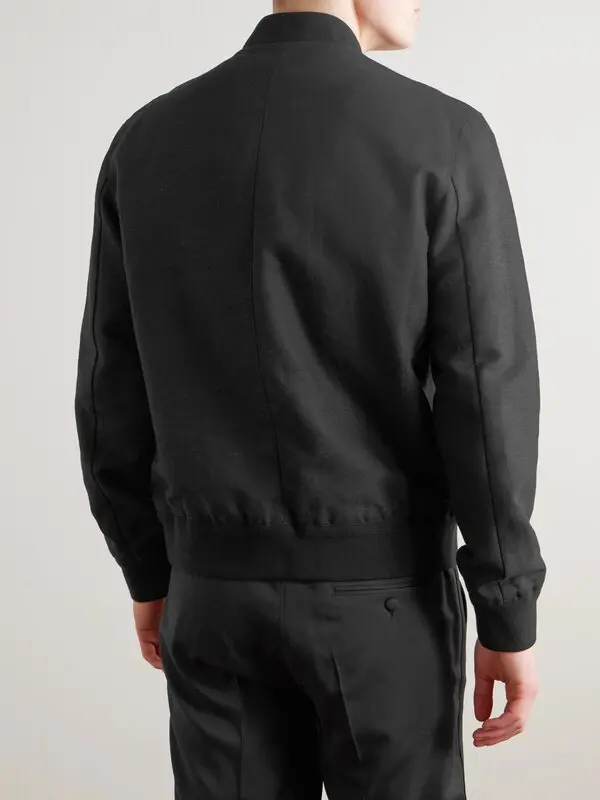 Mr P. Linen And Cotton-blend Bomber Jacket - Black