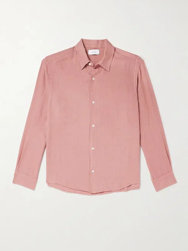 Mr P. Garment-dyed Linen Shirt - Pink