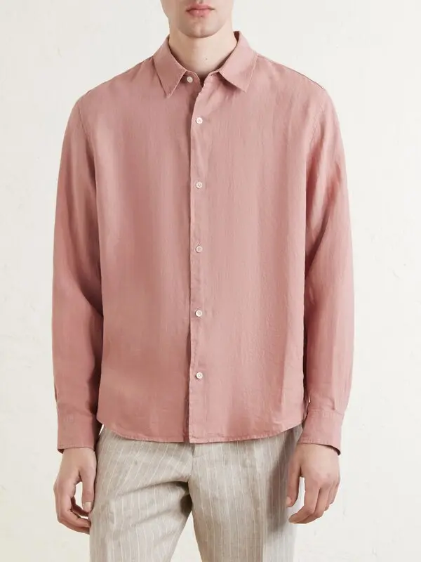 Mr P. Garment-dyed Linen Shirt - Pink