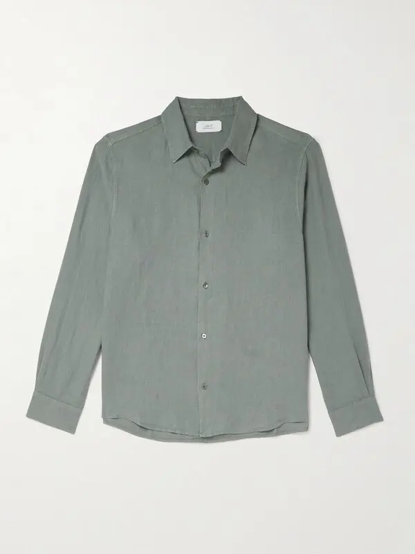 Mr P. Garment-dyed Linen Shirt - Green