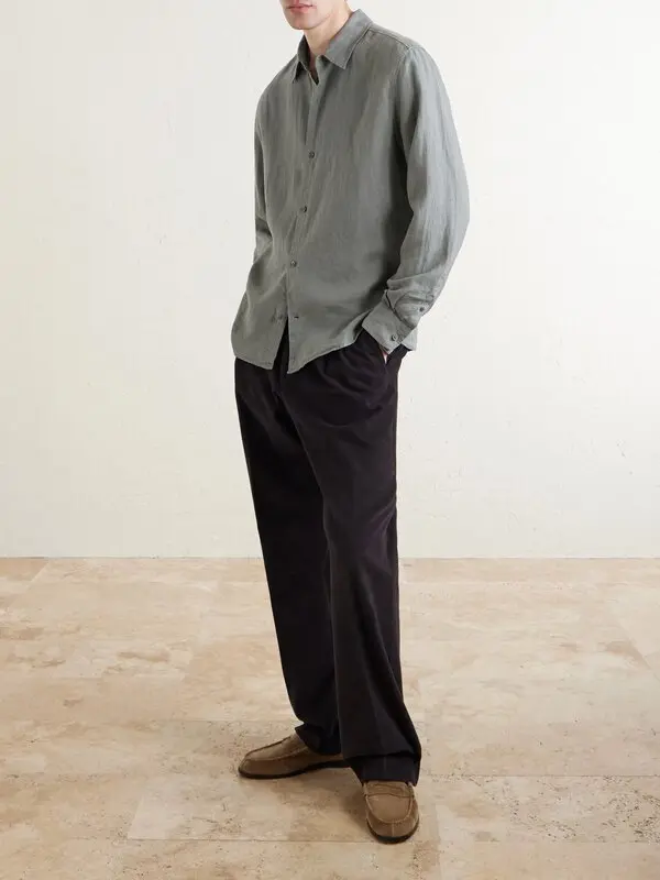 Mr P. Garment-dyed Linen Shirt - Green