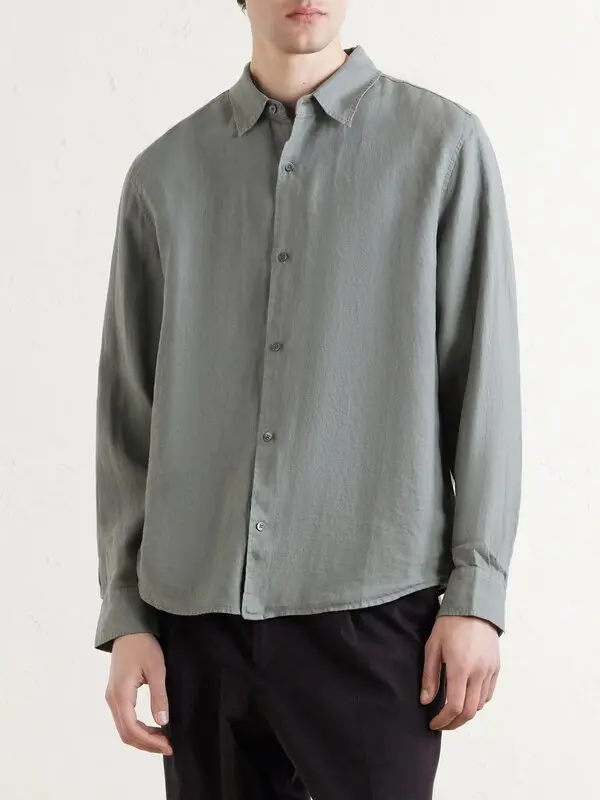 Mr P. Garment-dyed Linen Shirt - Green