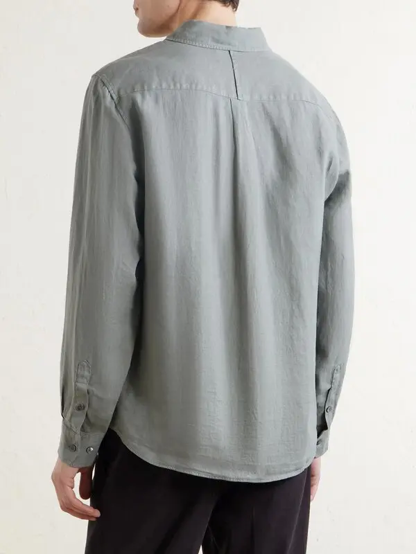 Mr P. Garment-dyed Linen Shirt - Green