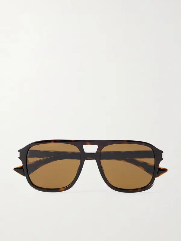 Saint Laurent Aviator-style Acetate Sunglasses - Tortoiseshell
