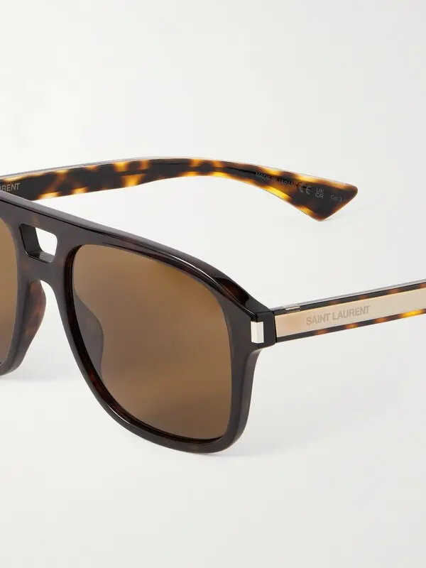 Saint Laurent Aviator-style Acetate Sunglasses - Tortoiseshell