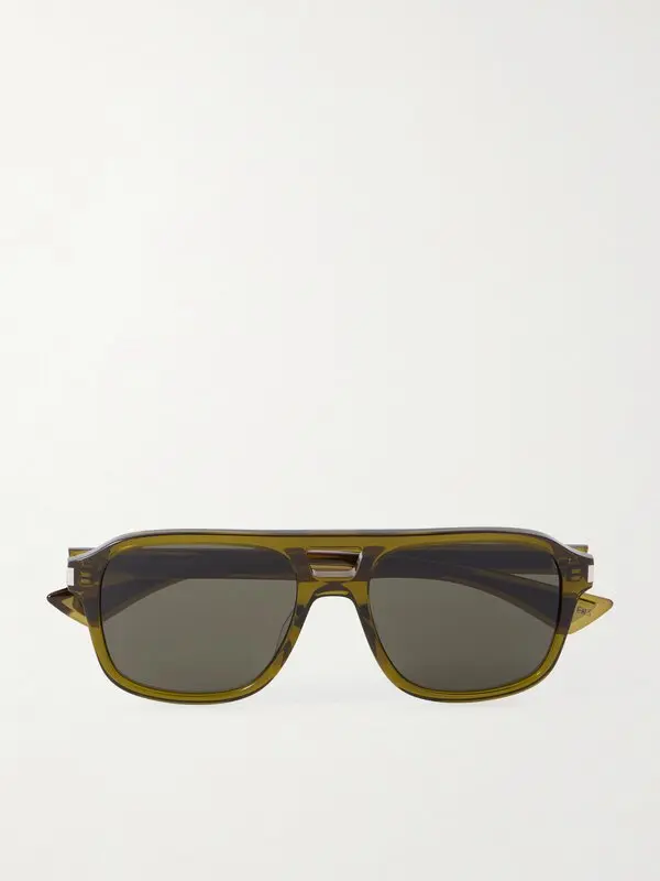 Saint Laurent Aviator-style Silver-tone And Acetate Sunglasses - Brown