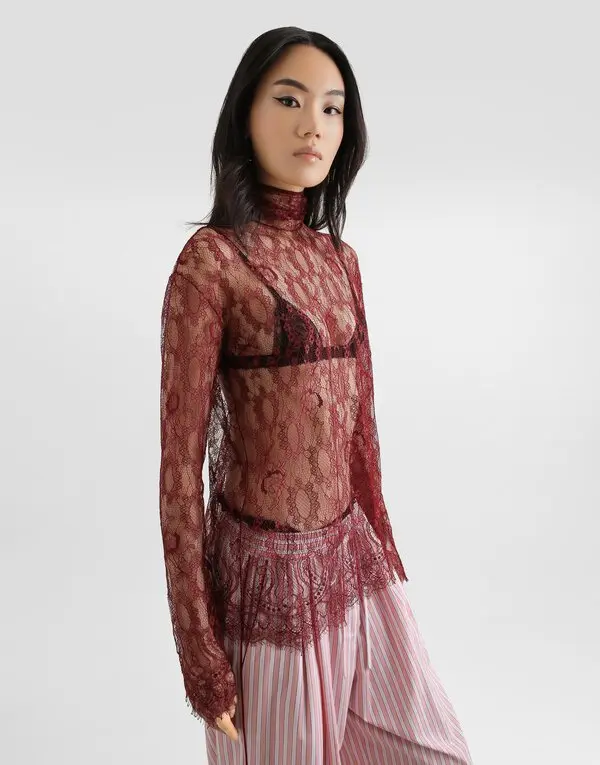 Dolce & Gabbana Chantilly Lace Top - Bordeaux