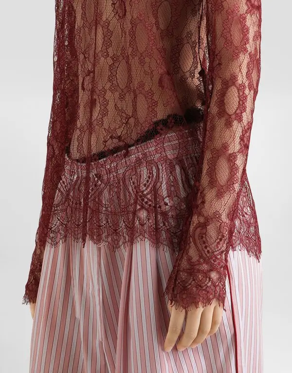 Dolce & Gabbana Chantilly Lace Top - Bordeaux