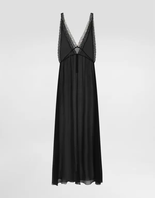 Dolce & Gabbana Long Chiffon Dress - Black