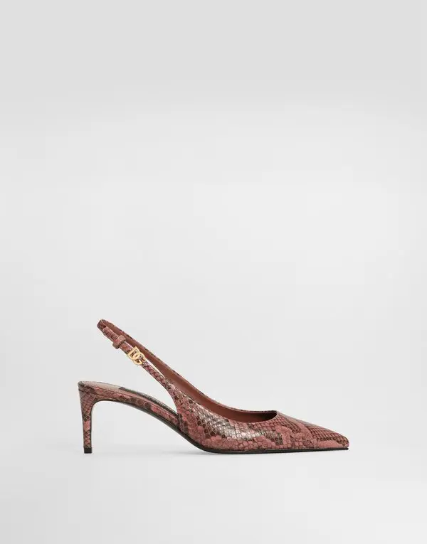 Dolce & Gabbana Python Slingbacks With Dg Logo